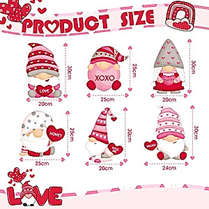 6 Pieces Valentine's Day Yard Signs Valentine Gnomes Lawn Decorations Gnomes Outdoor Love Signs Stakes for Garden Yard Wedding Anniversary Decor