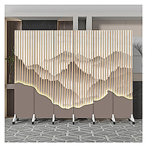 5/6 Feet Tall Decor Room Partitions and Dividers Freestanding, 6 Panels Modern Folding Privacy Screens Temporary Wall with Wheels, Office/Indoor/Home/Studio (Color : B, Size : 1.8m(5.9ft))