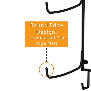 Wallniture Guru Foam Roller & Yoga Mat Holder Wall Mount with 3 Hooks for Hanging Yoga Strap, Resistance Bands, 5-Sectional Metal (Black)