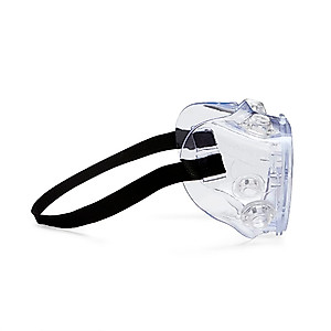 Sellstrom Safety Goggles for Eye Protection, Flexible, Soft Protective Eye Shield for Men and Women with Clear Anti-Fog Lens, Indirect Vent, Black Adjustable Strap, S81210