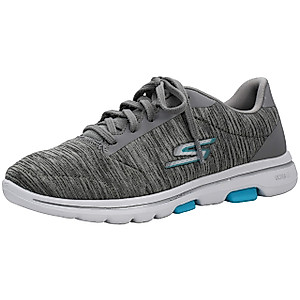 Skechers Women's Go Walk 5-True Sneaker, Grey/Light Blue, 7.5 M US