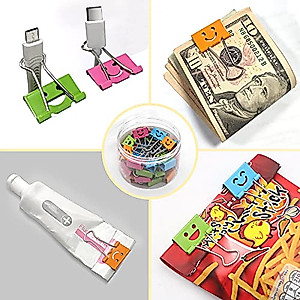 Coideal Colored Face Binder Paper Clips, 48 Pcs 1 Inch Medium Assorted Smile Bull Clip Clamps Multi Color Cute Hollow Smiling for Office (25mm)