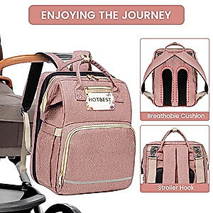 HOTBEST Diaper Bag Backpack, Diaper Bags, Multifunction Waterproof Travel Essentials Diaper Bag with USB port, Newborn Registry Shower Gifts, Unisex and Stylish(Pink)