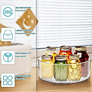 Lazy Susan Oragnizer,2 Pack Turntable Organizer,Fridge Organization,Non-Skid Spice Rack Organizer, Fruit Container, 360 Rotating Storage Container for Home Kitchen,Countertop,Cabinet,Fridge