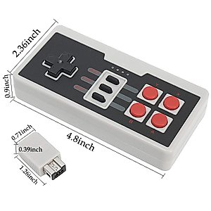 Wireless Controller NES Classic Edition - with Build in Rechargeable Batter, Wireless Range up to 10 Meters, Wireless Gamepad for Nintendo Mini Edition (2 Packs)