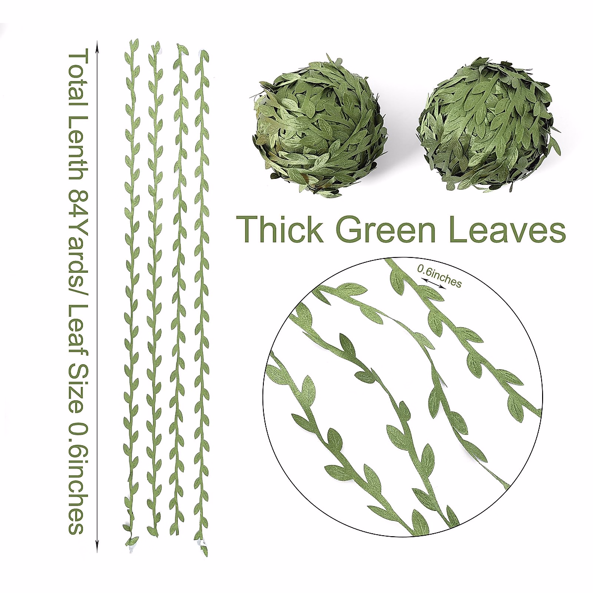 HOPEANT 252 FT Artificial Vines Fake Leaf Garlands Fake Hanging Plants Green Leaves Artificial Foliage Indoor and Outdoor Decorative Home Wall Garden DIY for Wedding Party Wreaths (Green /84 Yard)