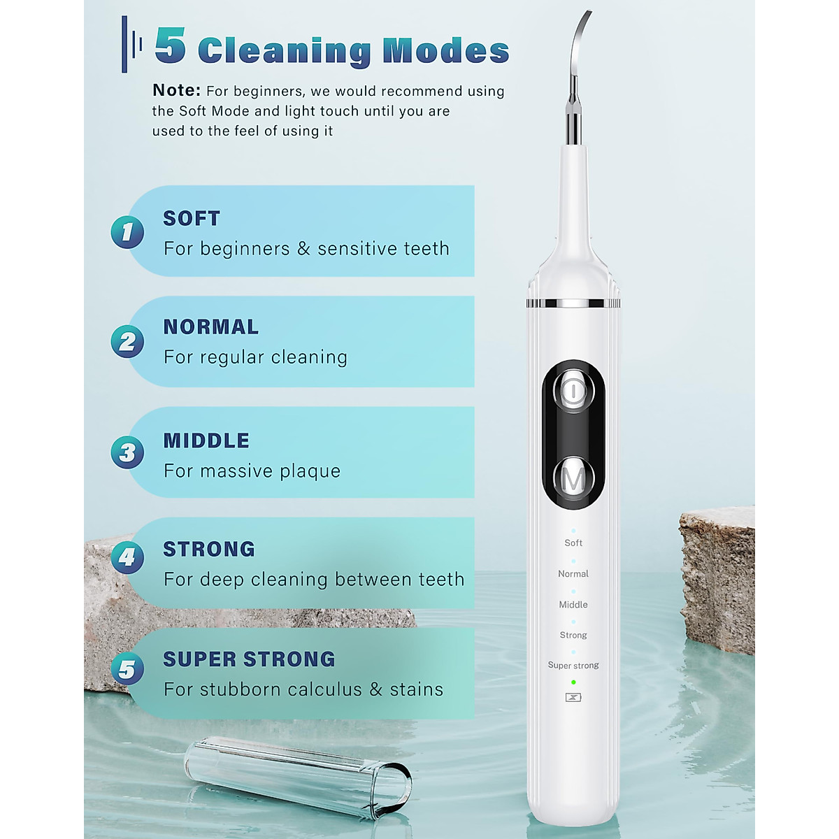 NATURE NERDS Plaque Remover for Teeth, Pet Tooth Brushing Kit, Dental Tools to Remove Plaque and Tartar, Safe for Dog and Cat, with LED Light, White