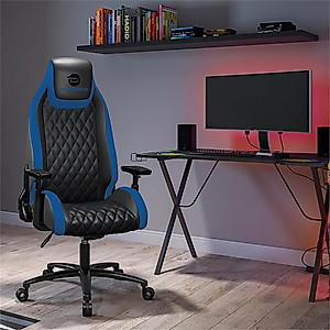 Atlantic Dardashti Gaming/Executive Chair –Molded Cold-Cure Foam, ANSI/BIFMA X5.1 Tested, Class-4 Heavy-Duty Gas Piston, 350 lbs. Weight Load, 8-Way Arm Rests, PN 78050355 – Black with Cobalt Blue