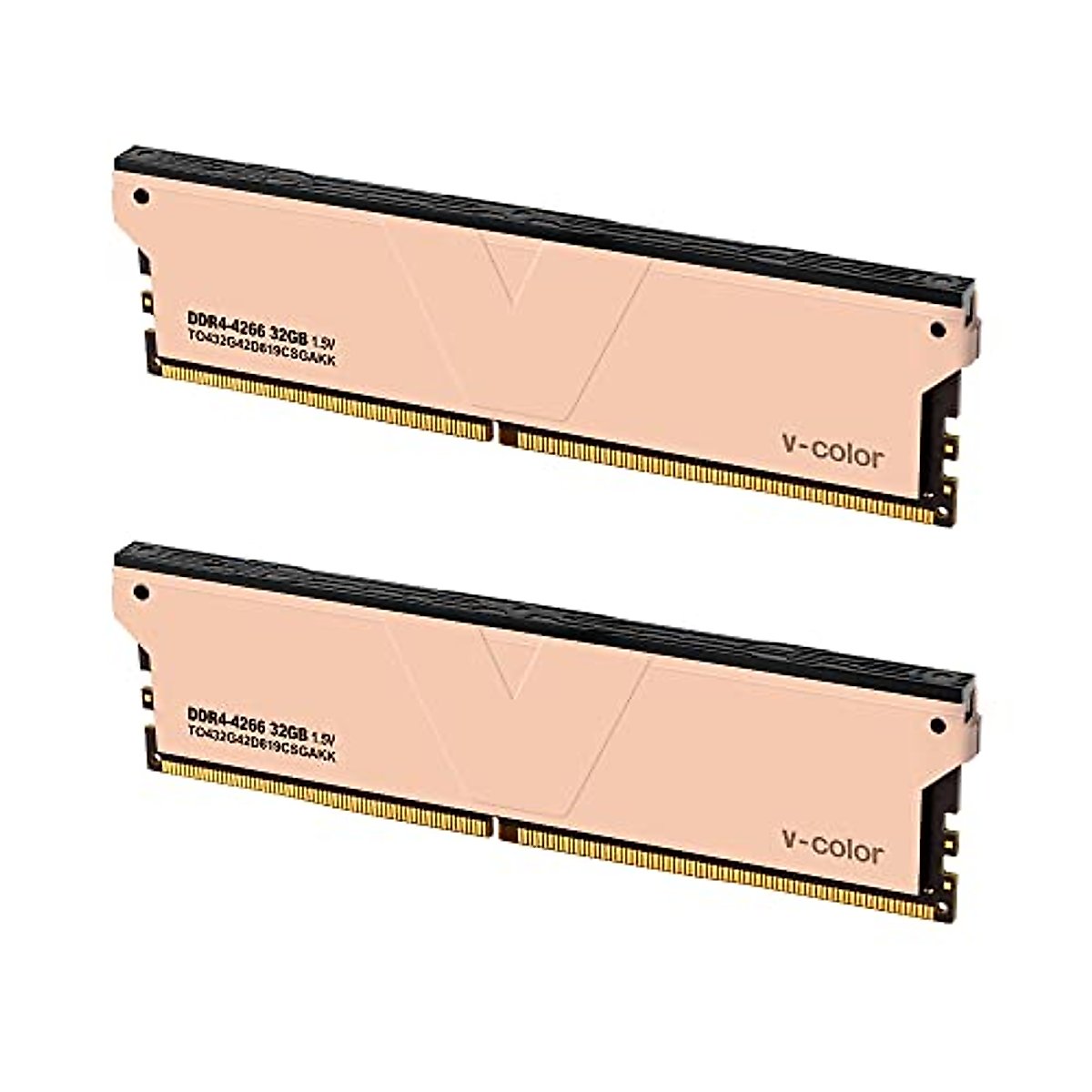V-Color Skywalker Plus DDR4 64GB (32GBx2) 4266MHz (PC4-34100) CL19 Gaming Desktop Ram Memory Hynix IC Dual Rank 1.5V - Golden (TO432G42D819CSGAKK)
