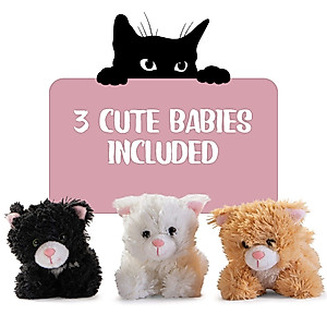 PREXTEX Plush Cat Toys Stuffed Animal with 3 Cats Baby Stuffed Animals - Big Cat Zippers 3 Little Plush Baby Kittens - Cat Stuffed Animal with Babies - Gift for Cat Lovers, Cat Stuffed Animals