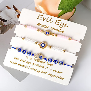 BONITTER Evil Eye Bracelets Best Friend Bracelets Matching Couple Bracelet for Bff Friendship Relationship Boyfriend Girlfriend Valentines Gift