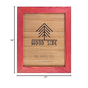 Rustic Wooden Picture Frame 11x14 Inch- 100% Natural Solid Eco Distressed Wood for Wall Mounting Photo Frame - Red