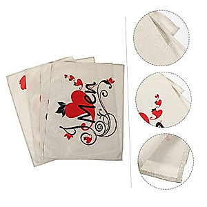 STOBOK 4pcs Valentine's Day Placemat Linen Placemats Embroidered Table Runner Table Placemats Burlap Kitchen Placemats Jute Placemats Linen Table Runner Household Placemat Dinnerware Mat