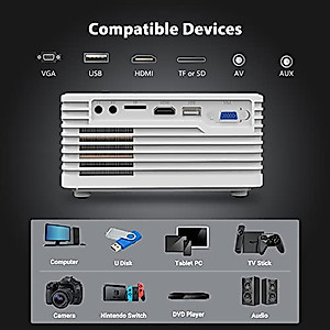 2023 Updated Video Projector with WiFi and Bluetooth, Full HD 1080P Supported Home Movie projector, Portable Outdoor Home Theater Compatible with HDMI, USB, TV Stick, Smartphone, Laptop