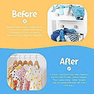 CozyMood Childrens Wooden Hangers Kids Hangers, 20 Pack Baby Hangers Nursery Wood Hangers, 360° Swivel Hook Non Slip Coat Hanger for for Coats, Suits, Pants and Jackets (Natural)