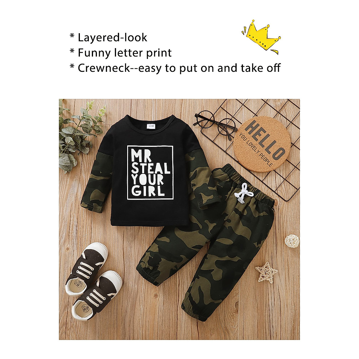 Kucnuzki 2T Boys Clothes Kids Baby Boys Clothes Long Sleeve Boys Shirts Tees Sweatshirt Tops Shirt Sweatpants Pants Set 2T-3T Boy Boutique Clothes Fall Winter Baby Clothes Boy