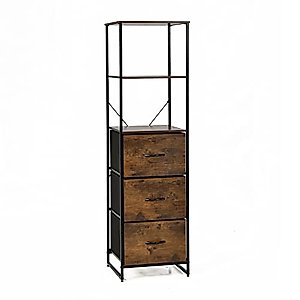 Giantex 6 Tier Storage Cabinet, 61.5” Tall Storage Rack Storage Bookshelf w/Folding Drawers, Shelves, Steel Frame, Anti-toppling Device, Dresser for Bedroom, Living Room, Entryway Display Cabinet(1)