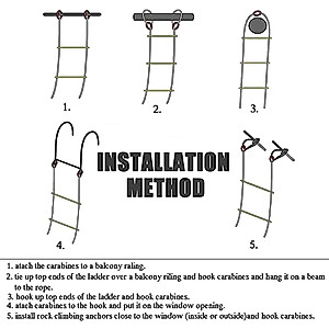 Flame Resistant Emergency Fire Safety Evacuation Ladder,Emergency Fire Escape Ladder Flame Resistant Safety Extension Rope Ladder with 2 Hooks,Homes Reusable Compact & Portable External Ladder