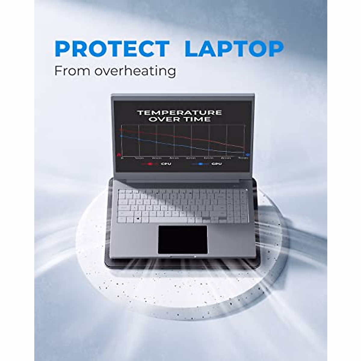 havit HV-F2056 15.6"-17" Laptop Cooler Cooling Pad - Slim Portable USB Powered (3 Fans), Black/Blue