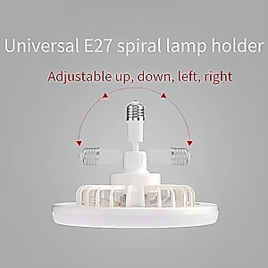 Socket Fan Light, Socket Fan Ceiling Fan with Light and Remote, LED Light Bulb Fan, Screw in Ceiling Fan in Light Socket, Quiet Ceiling Fan for Kitchen Bathroom Store Room Garage (White) (White)