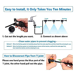 Misters for Outside Patio,Outdoor Water Misting Cooling System,50FT|15M.Backyard Mist Hose Kit for Garden,Greenhouse,Fan,Deck,Umbrella,Canopy,Pool,Porch.Trampoline Sprinkler Park,BBQ Party Accessories