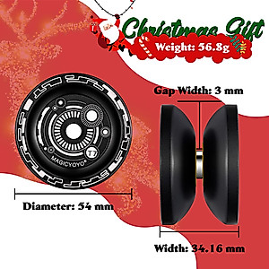 MAGICYOYO T7 Responsive Yoyo for Beginner, Professional Yoyo Aluminum Metal Yoyo for Kids, Alloy Trick Yoyo with Storage Bag, 12 Yoyo Strings - Black