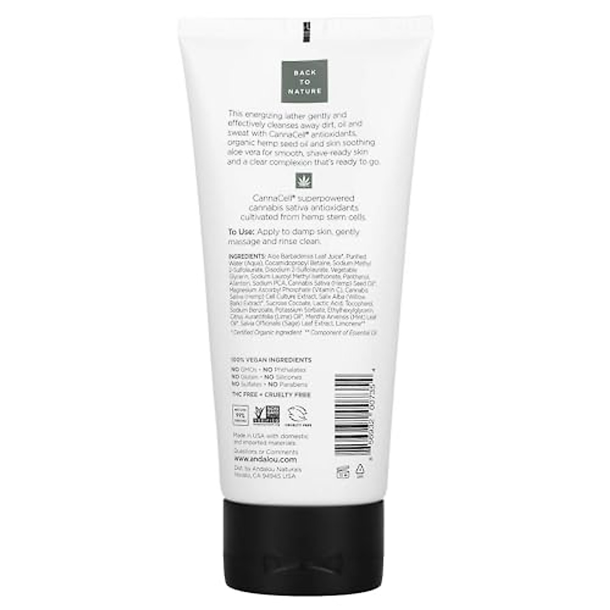 Andalou Naturals Men Refreshing Face Wash with CannaCell, 6 Ounces