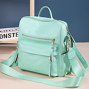 IBLUE Fashion Backpack Purse for Women Convertible Travel Shoulder Bag PU Leather Satchel Handbags,#B31(green)