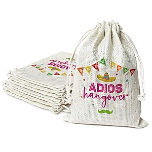 Hangover Kit Bags, Adios Hangovers With Drawstring Gift Bag, for Bridal Shower, Wedding, Travel, Bachelorette Party Survival Recovery Kit Bag, Decorations, Supplies (6"X 8") 5 Pcs -kit057