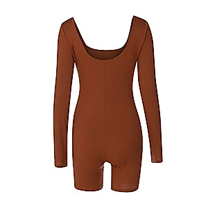 Ceboyel Womens Knitted Rompers Long Sleeve One Piece Outfits Scoop Neck Bodycon Short Jumpsuit Casual Trendy Clothes