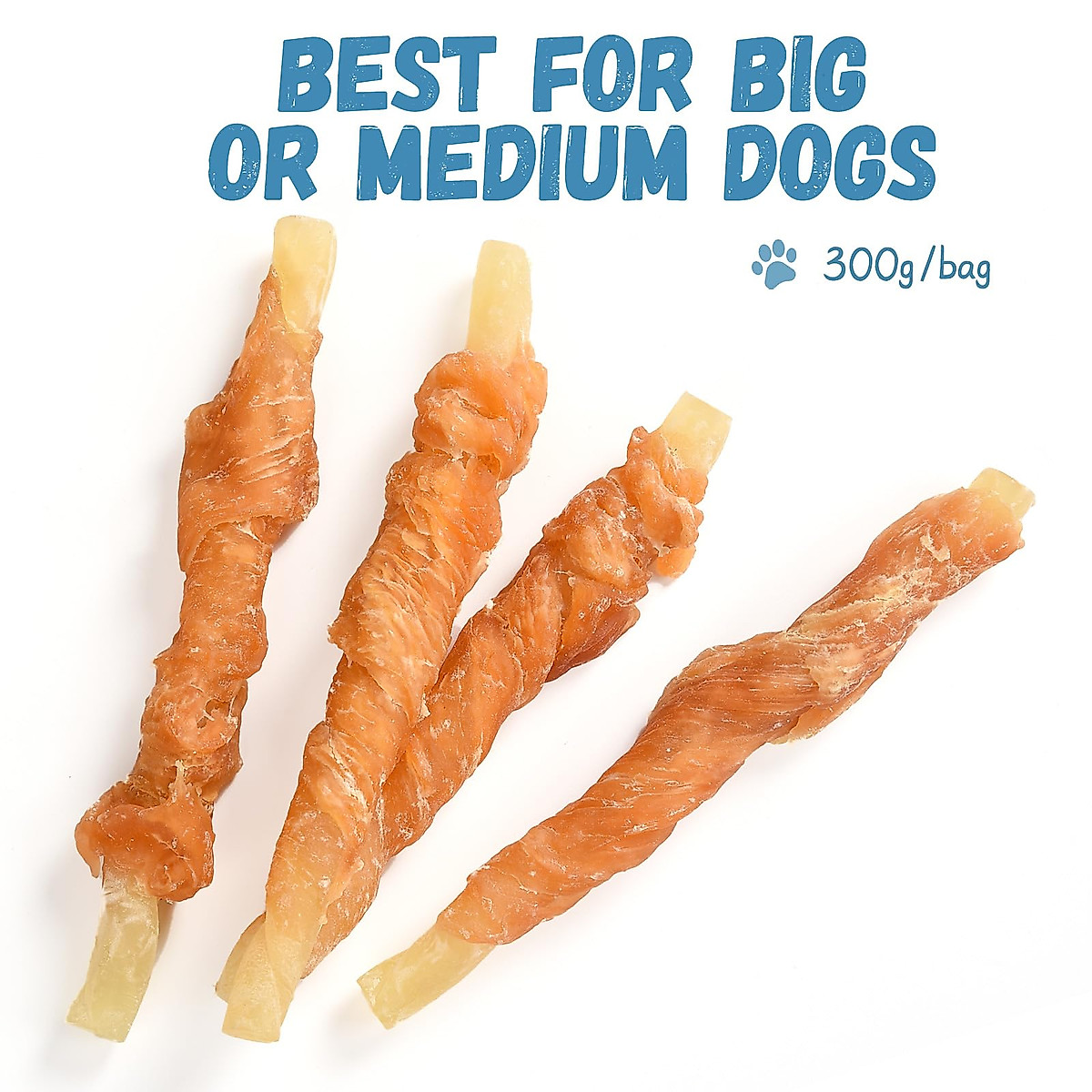 Chicken Wrapped Cod Sticks Dog Treats, Rawhide Free Dog Chewy Natural Training Rewards Snacks Dog Treats for Small Medium Large Dogs 15-17 Counts