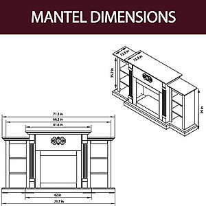 Cambridge Savona 72'' Electric Fireplace with Enhanced Charred Log Insert | Multi-Color Flame | for Rooms up to 210 Sq.Ft | Remote | Cherry Mantel | Dual Heat Settings | Timer