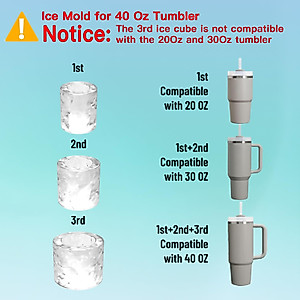 ALOOF Ice Cube Tray with Lid and Bin Compatible with Stanley Cup, 3 Pcs Silicone Ice Cube Hollow Cylinder Molds for Coffee, Juice, Whiskey, Cocktail, for Stanley 40 Oz Cups Accessories (Brown）, Green