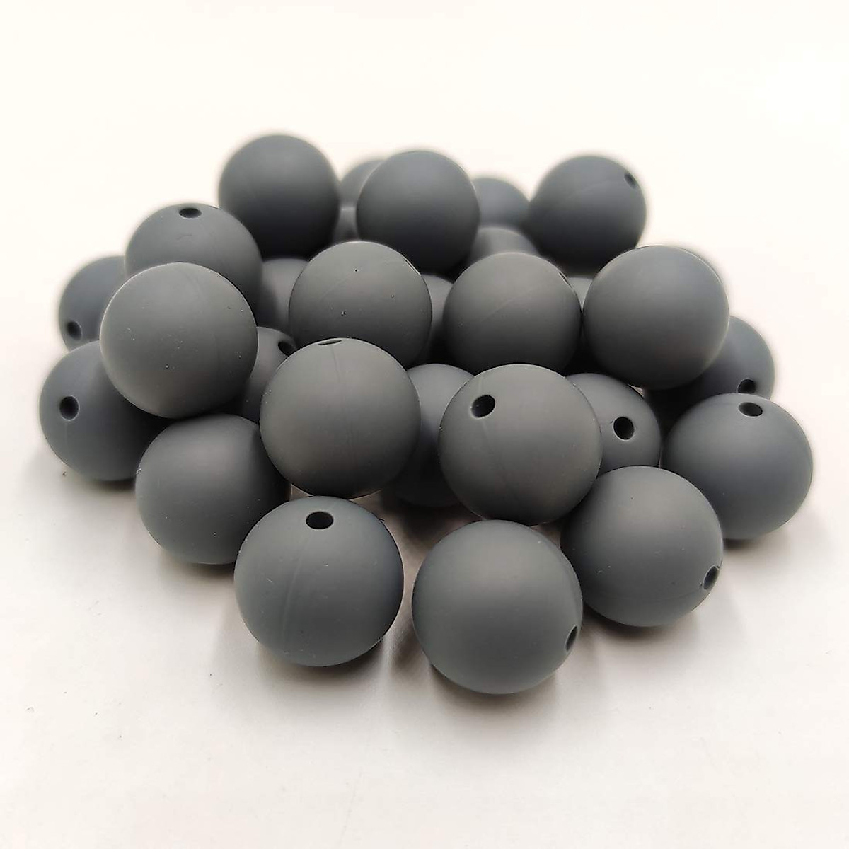 100pcs Dim Gray Color Silicone Round Beads Sensory 15mm Silicone Pearl Bead Bulk Mom Necklace DIY Jewelry Making Decoration
