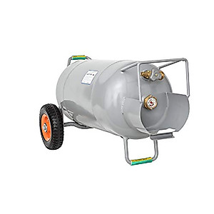 Flame King 40LB Horizontal & Vertical Steel Propane Tank Cylinder HOG with Dolly Cart Wheels for Fire Tables, Fire Pits, Patio Heaters, Barbeques, Lunch Truck, Weed Torch, and Truck Campers