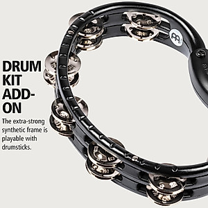 Meinl Percussion TMT2BK Mountable ABS Plastic Tambourine with Steel Jingles, Black