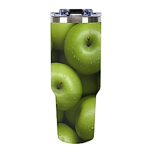 Green Apples Water Drop 40 Oz Car Cup Stainless Steel Travel Mug Leak-Proof Insulated Tumbler with Handle Violet-style