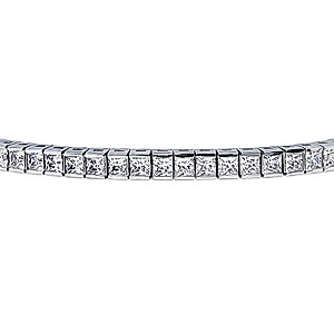 BERRICLE Sterling Silver Princess Cut Cubic Zirconia CZ Fashion Tennis Bracelet for Women, Rhodium Plated 7"