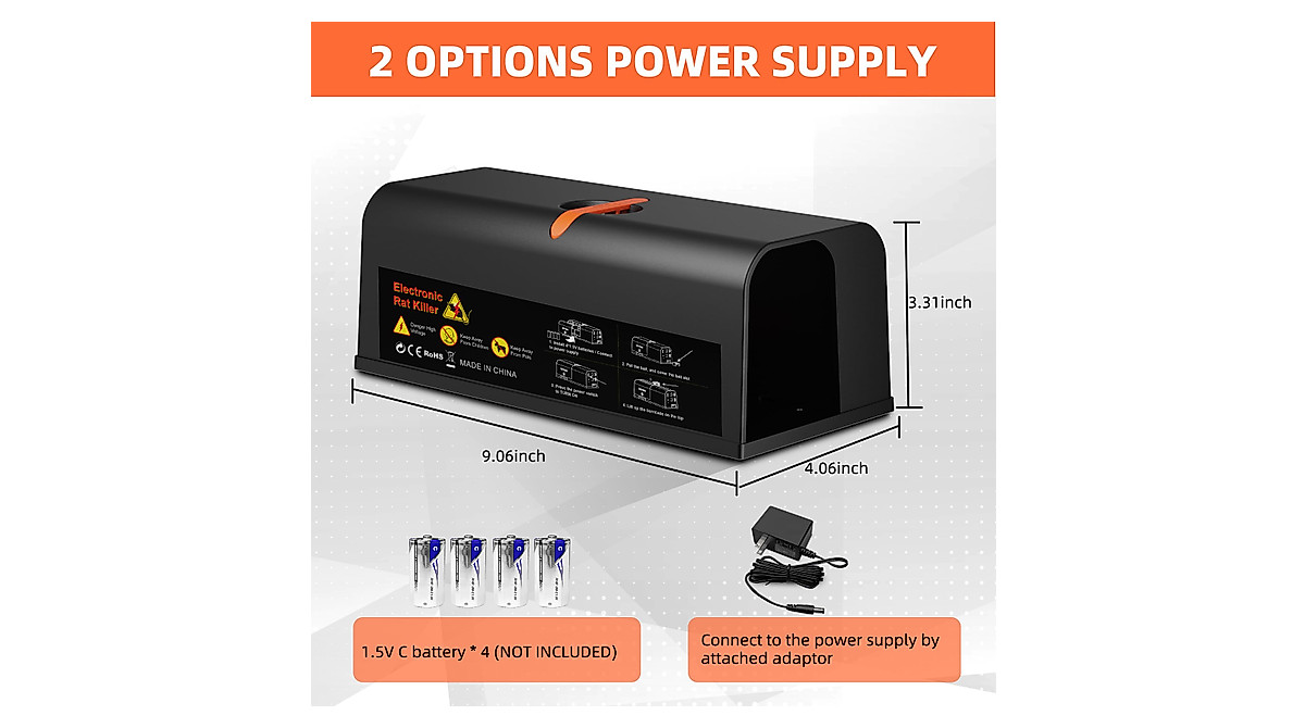 CritterTec Electric Mouse Trap - Instantly Kill Rats & Mice