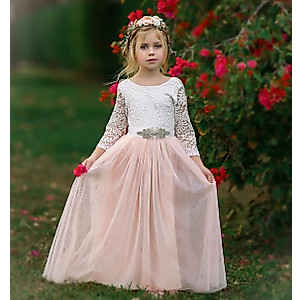 MCieloLuna Toddler Girl Baby GILR Lace Back Tulle Flower Dresses for Wedding Wine Red Pageant Princess First Communion Dress Wine Red Size 2