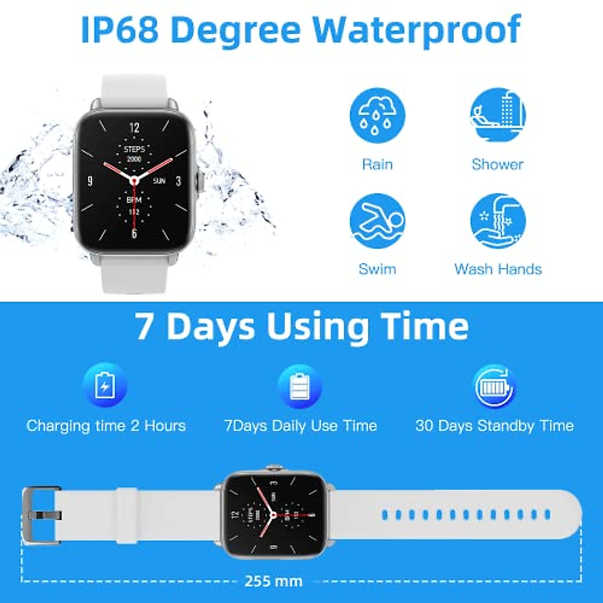 Smart Watch with Phone Function, Make/Answer Call AI Voice Control, Smartwatch with 28 Sport Modes Pedometer Blood Oxygen Heart Rate Sleep Monitor, Fitness watch for Android and IOS Phones Men Women