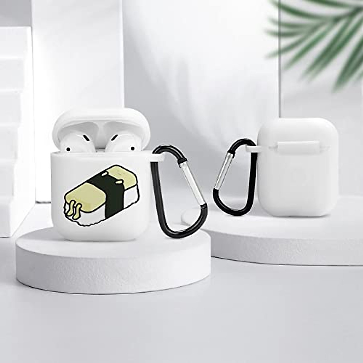 Cute Egg Sushi Silicone AirPods Case Protective Cover Compatible with AirPods 2 & 1 with Keychain