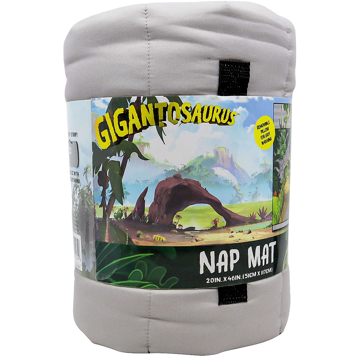 Jay Franco Gigantosaurus Giganto Stacked Nap Mat - Built-in Pillow and Blanket Featuring Dinosaur Rocky, Bill, Tiny, & Mazu - Kids'/Toddler/Children's Bedding