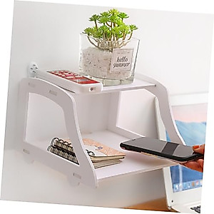 KOMBIUDA 1pc Router Storage Rack Layer Storage Shelf Router Wall Holder Router Stand Double-layer Storage Holder Mini Router Shelf Supports Shelf Holders Set-top-box Rack Plastic White