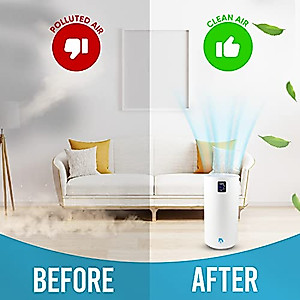 Air Purifiers for Home Large Room Bedroom Offices Living Room by De.Life H13 TRUE HEPA Air Filter with UV Light, Eliminate 99.98% Germs, Toxins, Smoke, Allergies and Pet Dander, Real Time Air Quality LED Screen Smart Display, Ultra Quiet Purifier