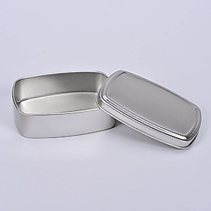COHEALI Aluminum Tin Cans 4pcs Rectangular Empty Hinged Tin with Lid Aluminum Jar for Storage Pin Candy Jewelry Craft (9.5X7X2.8CM)