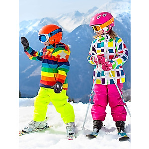 SATINIOR 2 Pairs kids waterproof mittens Girls Winter Snow mittens Warm Snow Gloves for Winter Outdoor Activities(3-5 Year,Classic Style)