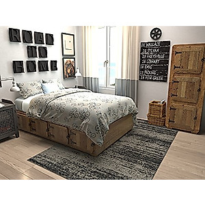 Unique Loom Del Mar Collection Area Rug - Lucille (5' 3" x 8' Rectangle, Dark Gray/ Ivory)