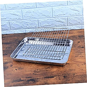 Cookie Tray 2pcs Stainless Steel Drainer Bread Loaf Pan Bandejas Para Comida Oven Tray Oven Grill Rack Deep Roasting Pan Vegetable Drain Storage Multipurpose Tray Turkey