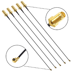 AEDIKO 5pcs IPX IPEX U.FL to RP-SMA Female Pigtail Antenna Bulkhead Mount WiFi Cable 35cm for WiFi Router Network Card Adapter